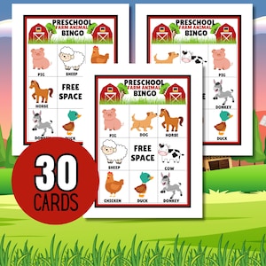 Preschool Farm Animal Bingo Game, Preschool Bingo Game, Printable Farm ...