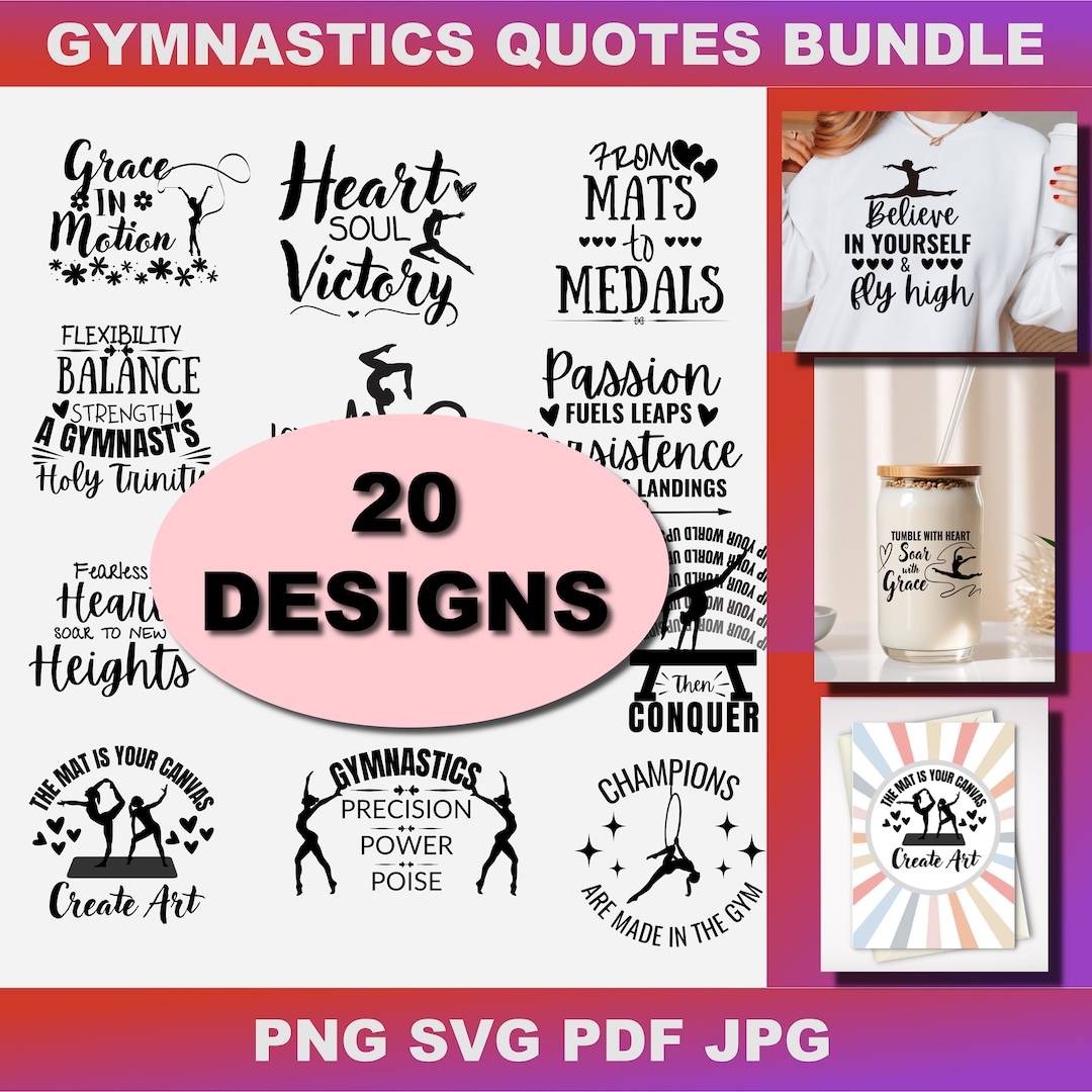Gymnastics Bundle PNG, Gymnastics Quotes, Vault, Balance Beam, Floor ...
