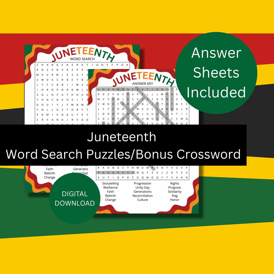 Juneteenth Word Search, Juneteenth Games, Juneteenth Cookout Games, 8 ...