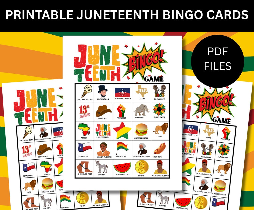 Juneteenth Bingo Game: 25 Printable Cards (PDF Download) - Etsy Canada