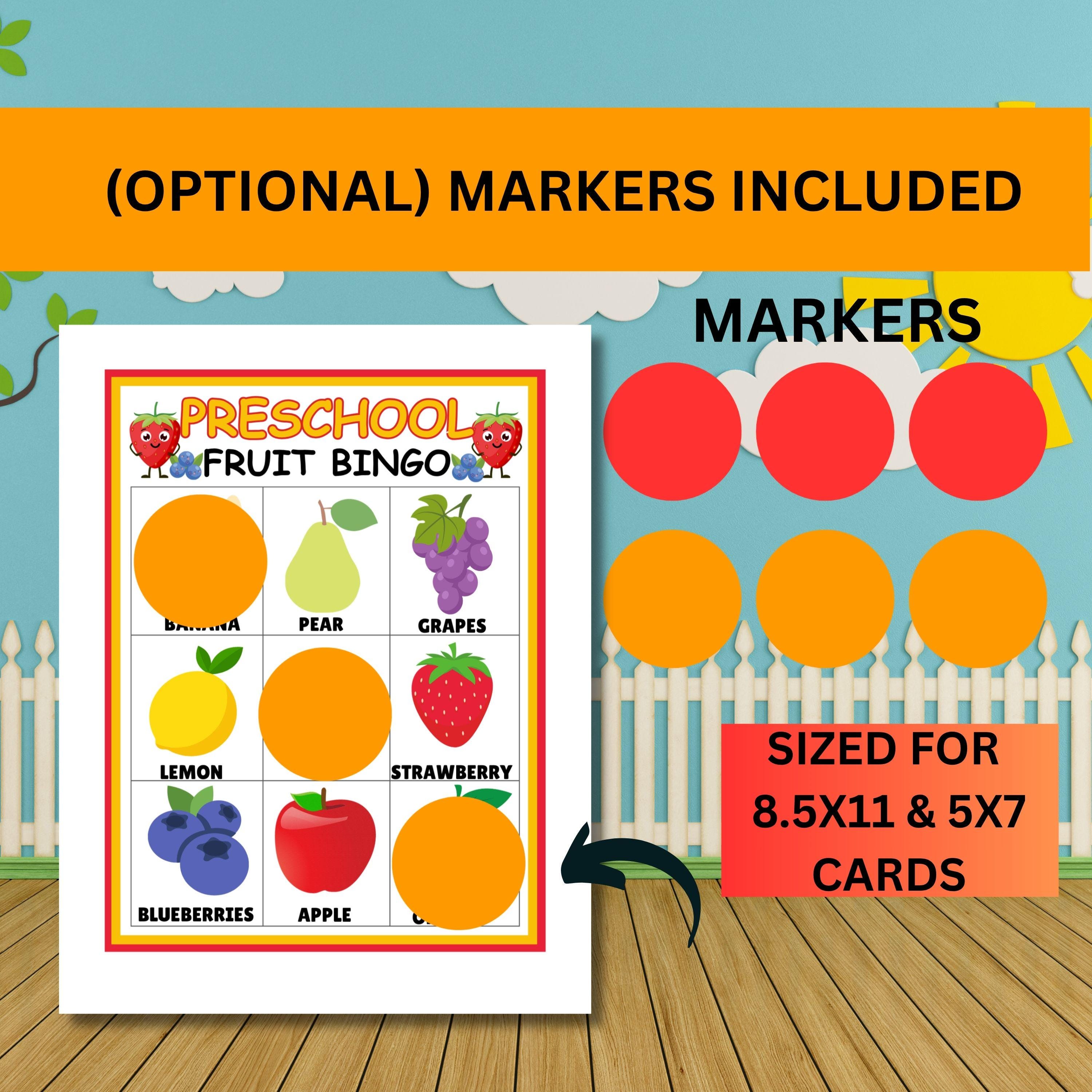 Preschool Fruit Bingo Game: 30 Printable Cards + Coloring Pages (PDF ...