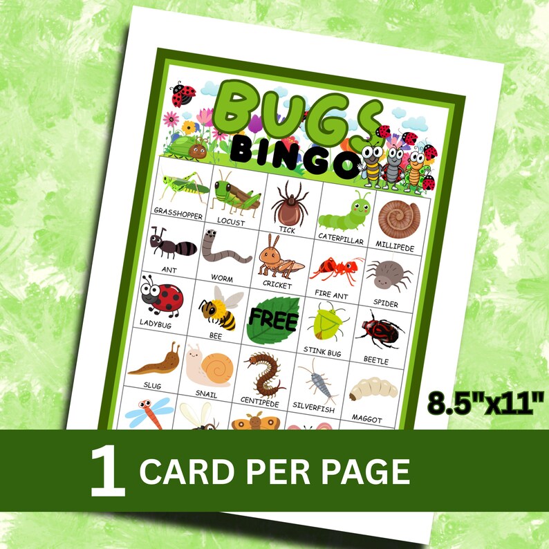 Bug Bingo Game: Printable Insect Activities for Kids (digital Download) - Etsy