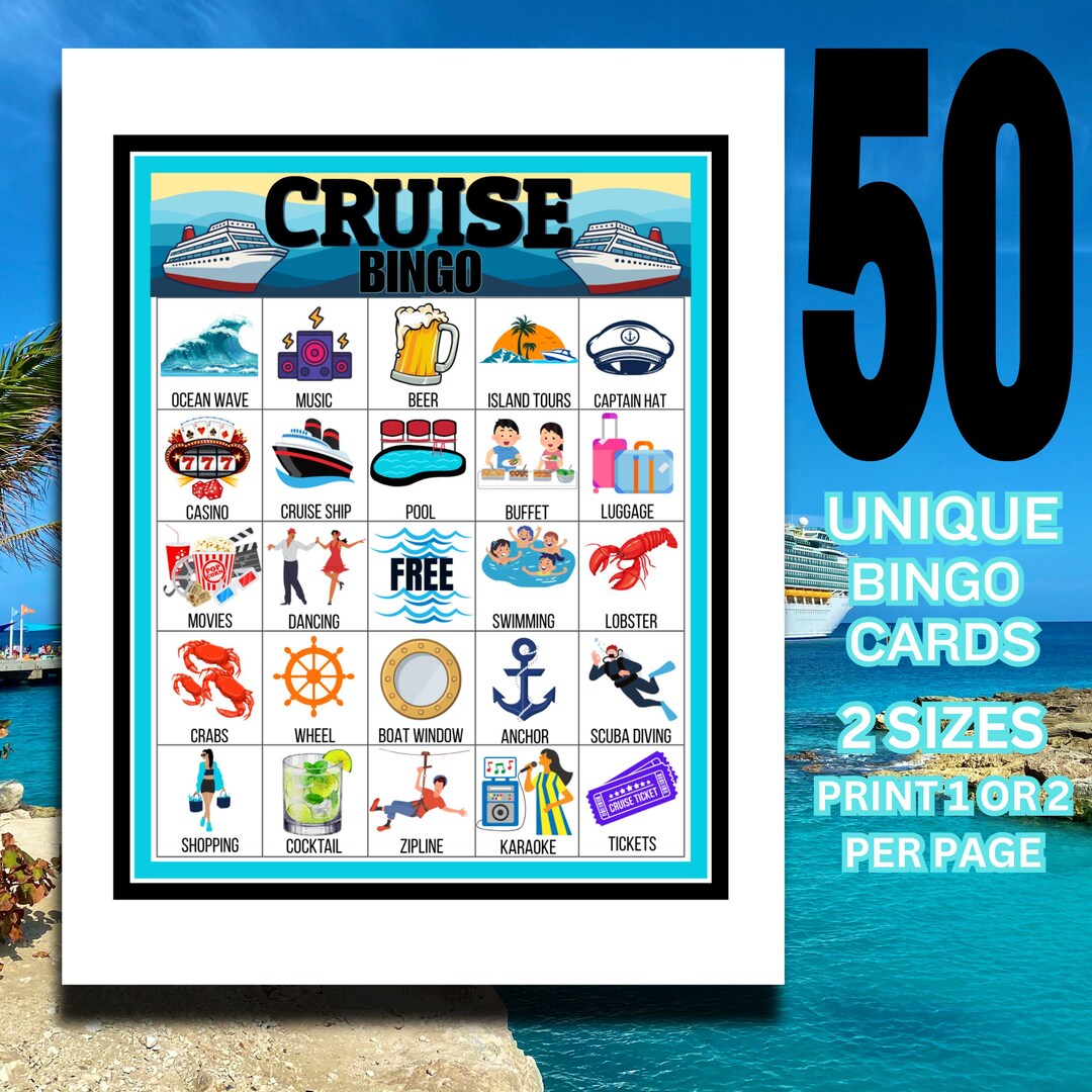 Cruise Ship Bingo Game: Printable Vacation Activity (PDF Download, 50 ...