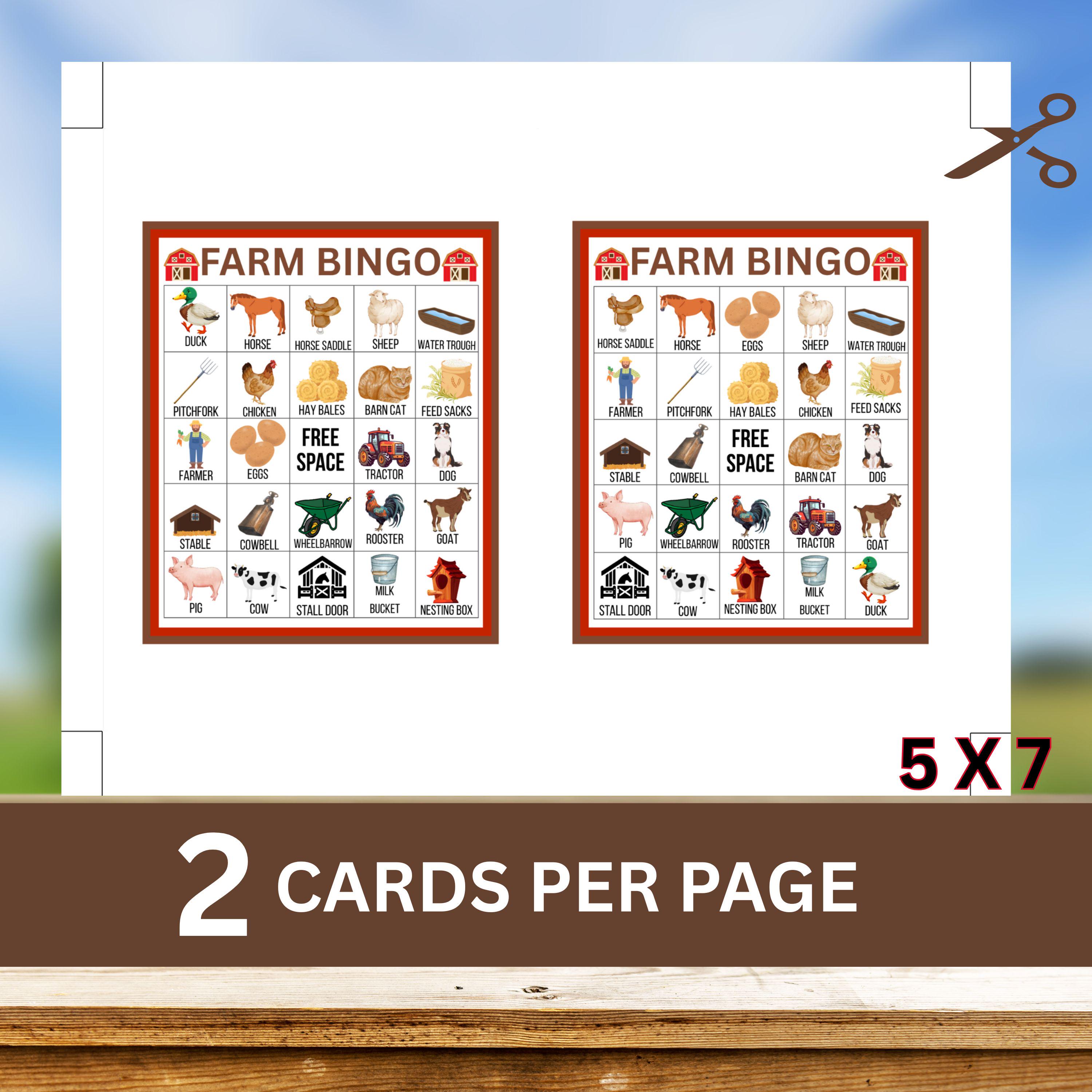 Printable Farm Animals Bingo Game: Kids Birthday Party (PDF Download ...