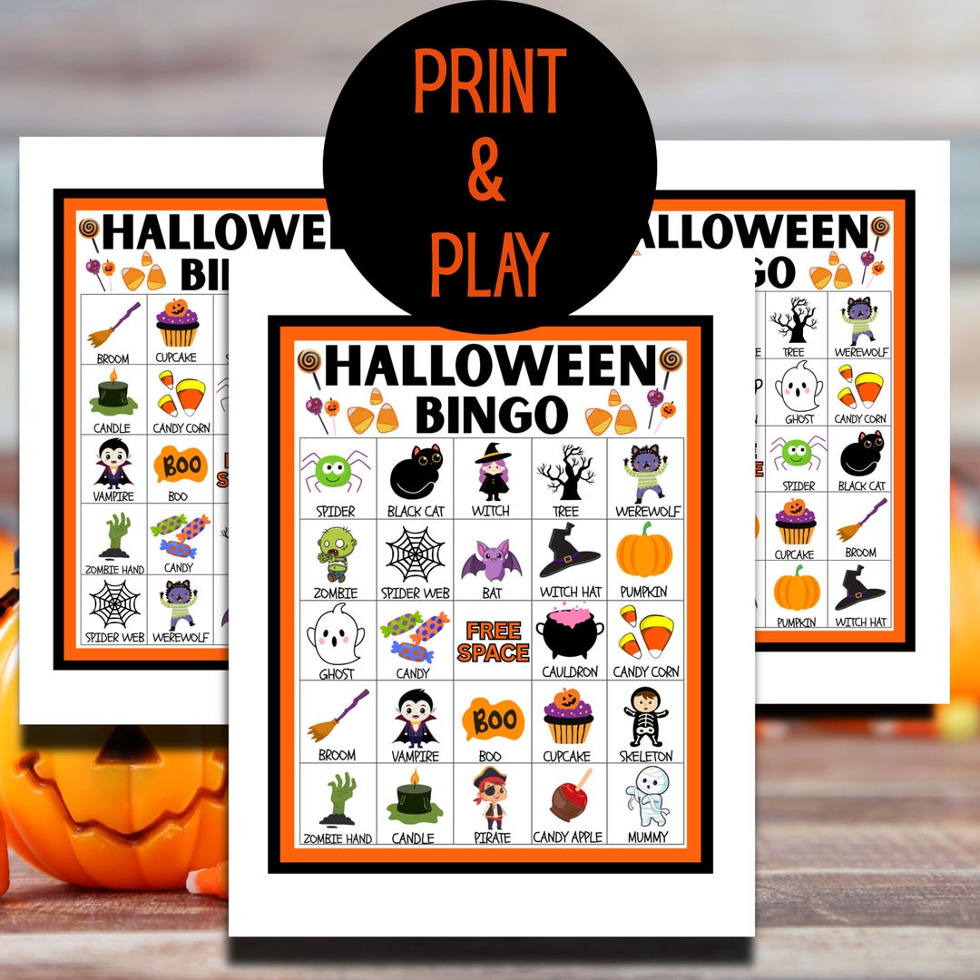 Halloween Bingo Game: 30 Printable Cards for Kids (PDF Download) - Etsy