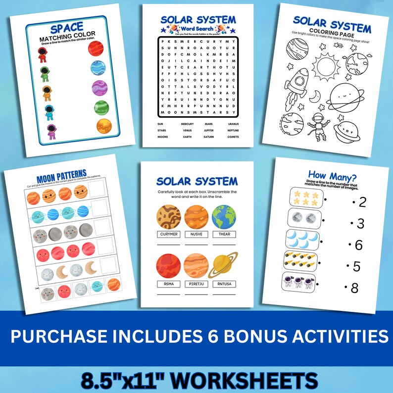 Solar System Bingo Game: Space Party Activity, Science Learning ...