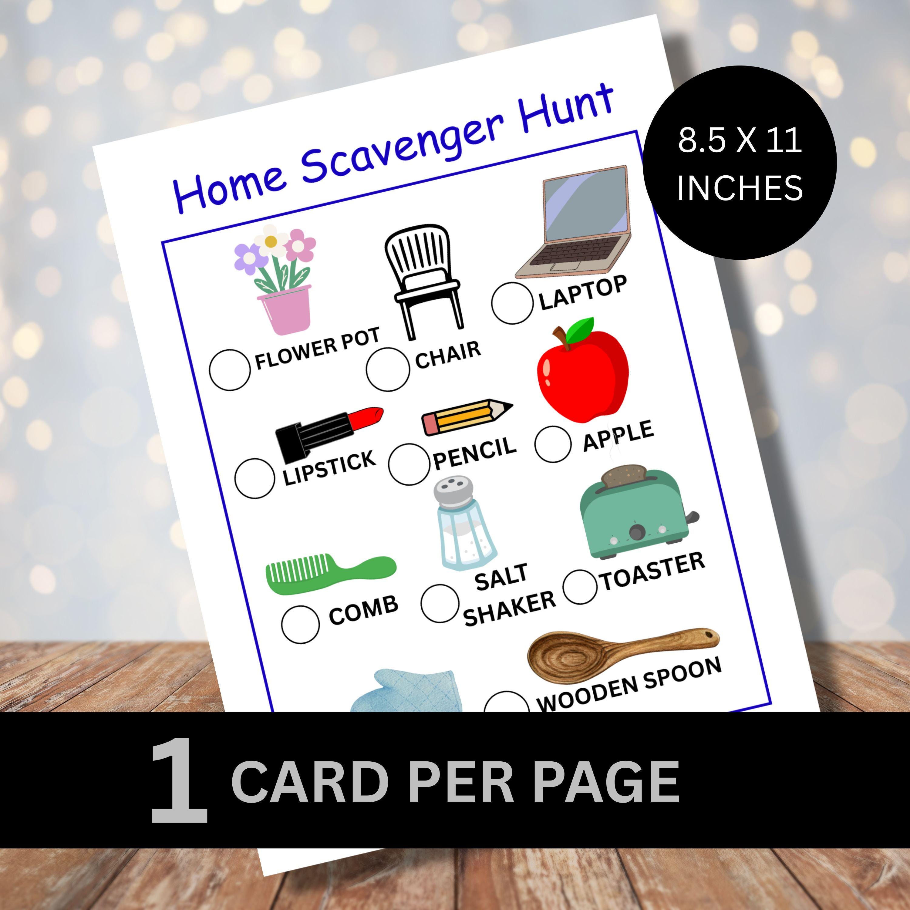 Kids Indoor Scavenger Hunt Cards: Printable Home Activity (PDF Download ...