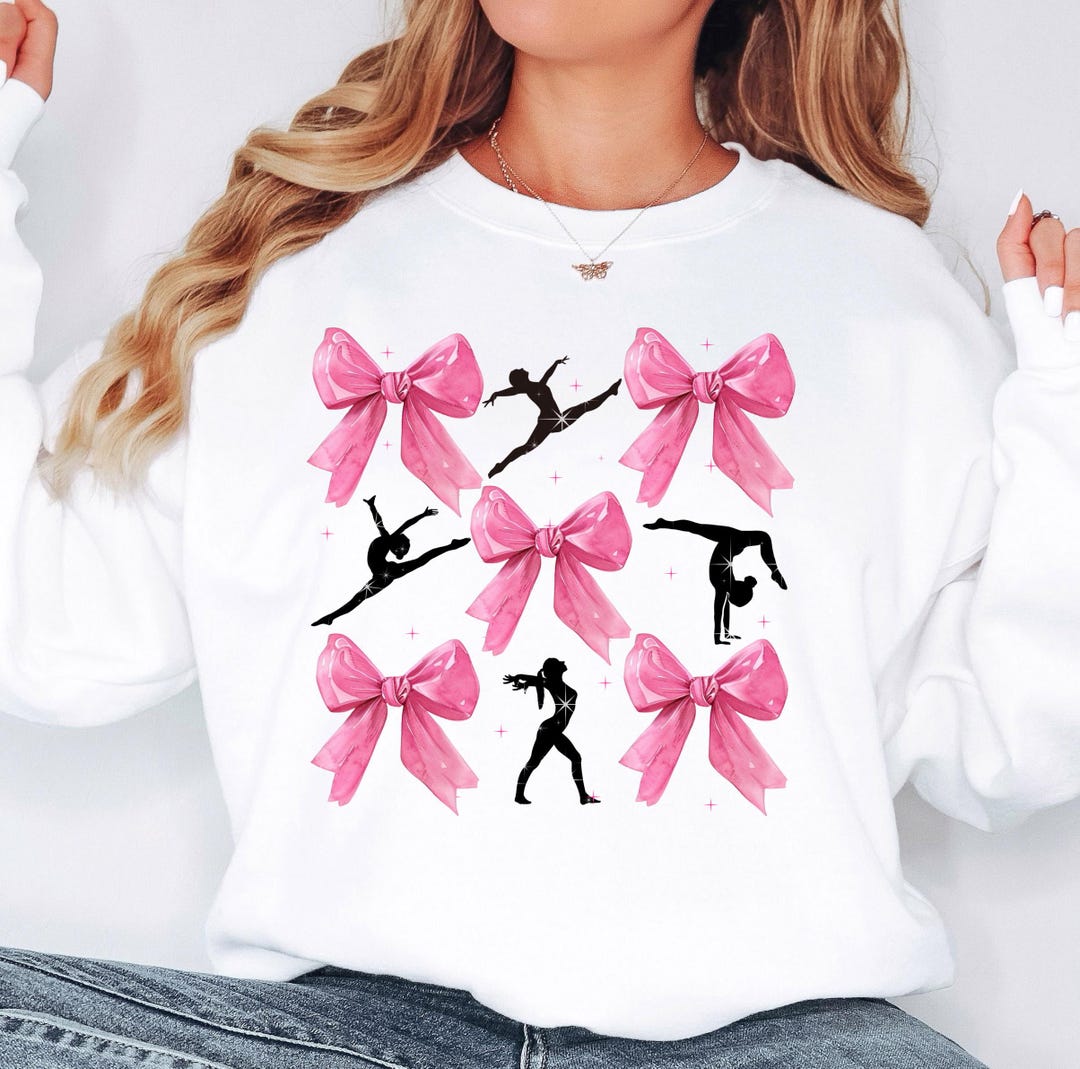 Gymnastics PNG, Gymnastics Christmas Pink Bows PNG, Christmas Coquette ...
