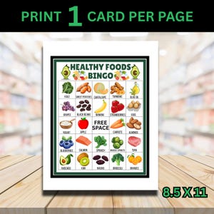 Healthy Foods Bingo, Printable Nutrition Bingo – Kids Food Group Game ...