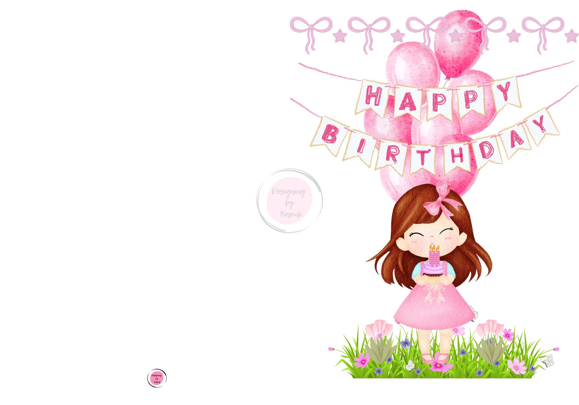 Girl's Birthday Card, Birthday Card, Little Girl Birthday Card ...