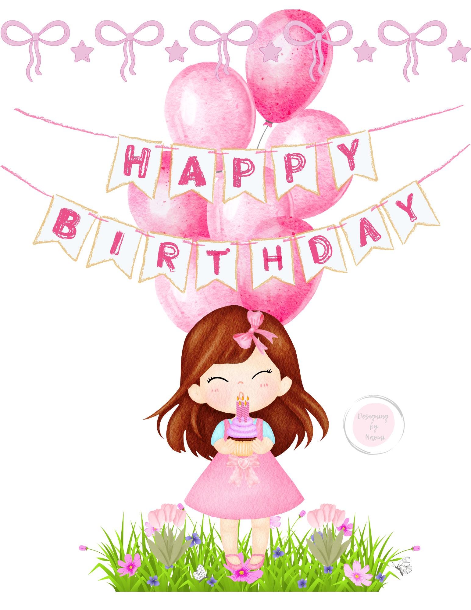 Girl's Birthday Card, Birthday Card, Little Girl Birthday Card ...
