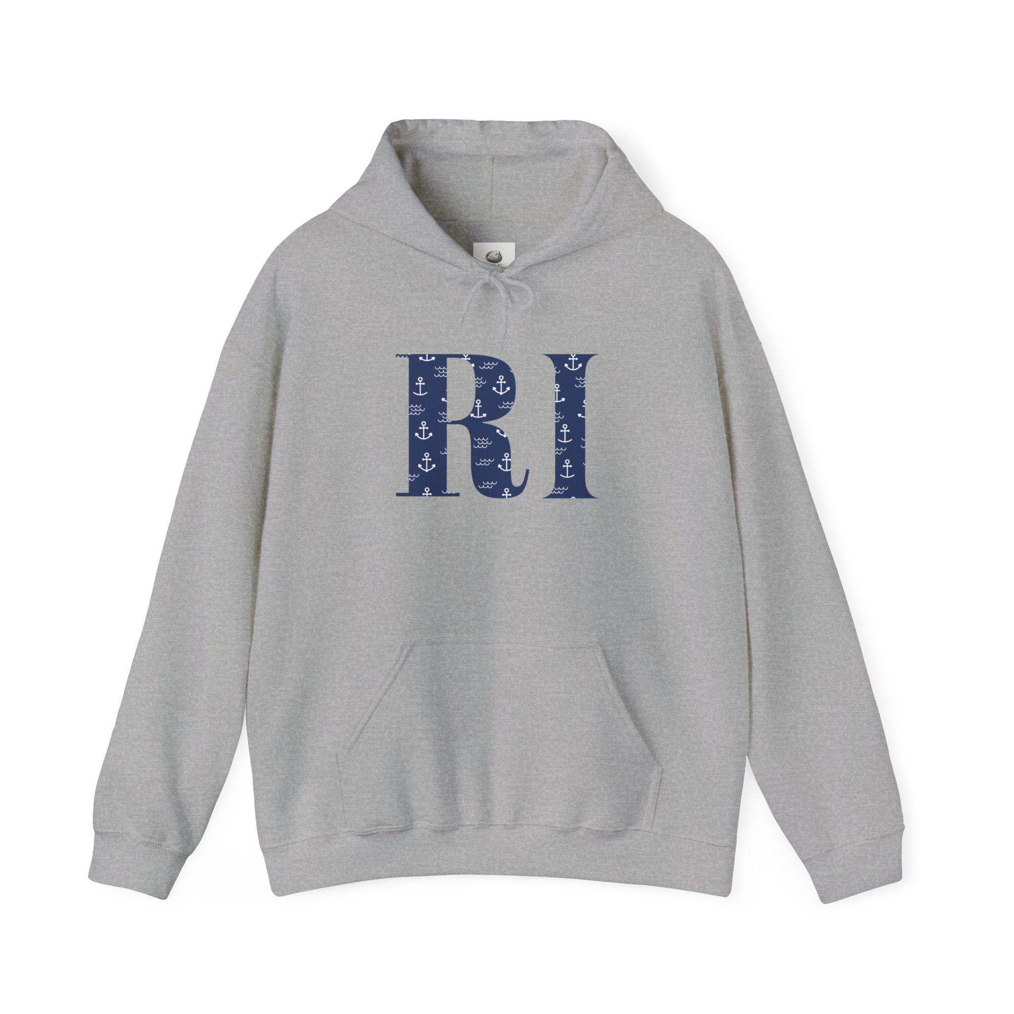 RI Rhode Island Anchor Waves Navy Nautical Unisex Heavy Blend™ Hooded ...