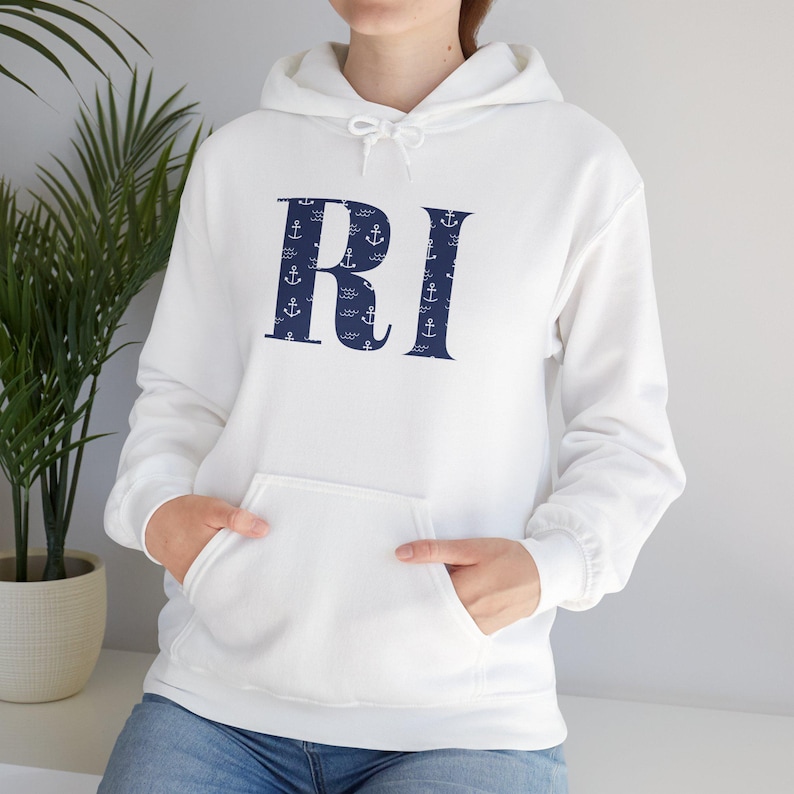 RI Rhode Island Anchor Waves Navy Nautical Unisex Heavy Blend™ Hooded ...