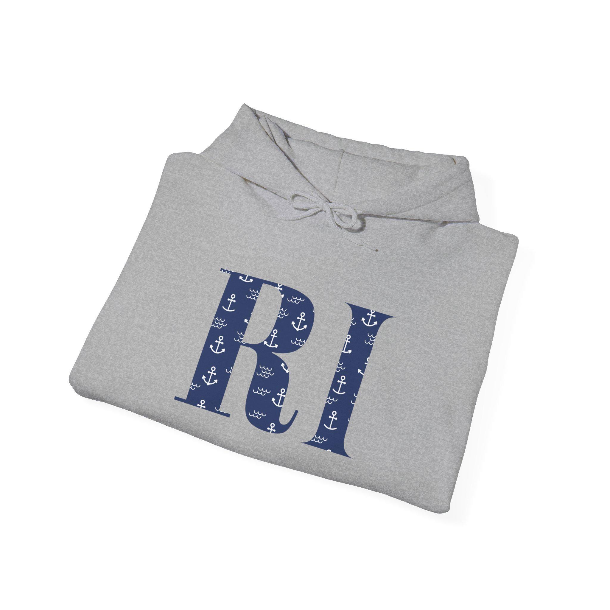 RI Rhode Island Anchor Waves Navy Nautical Unisex Heavy Blend™ Hooded ...