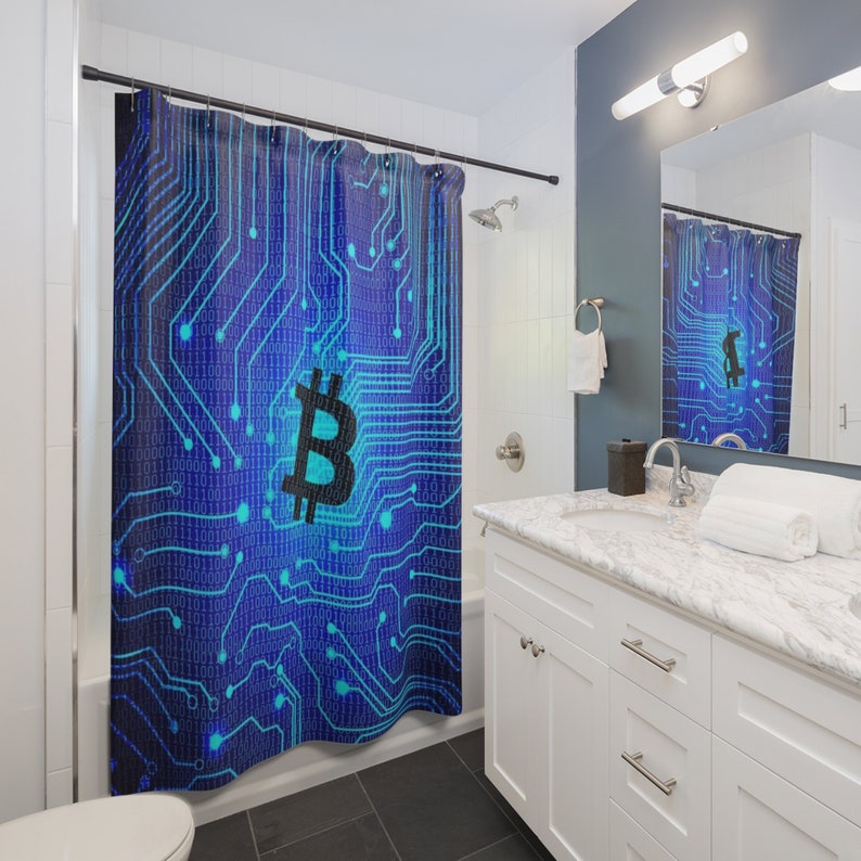 Bitcoin Blue Shower Curtains - Etsy