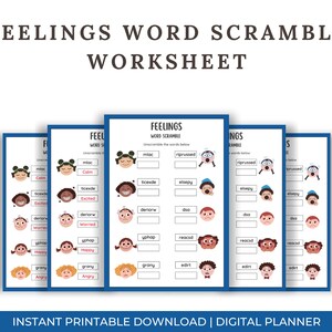 Feelings Word Scramble Worksheet Kid's Worksheet Children Learning Aids ...