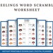 Feelings Word Scramble Worksheet Kid's Worksheet Children Learning Aids ...