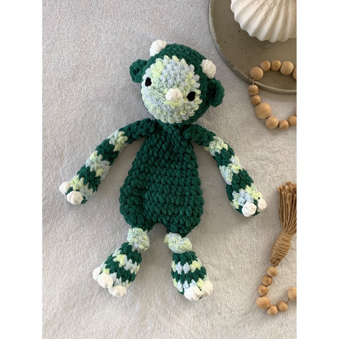 Crocheted Knotted Lovey Green Swamp Monster With Snaggle Tooth Stuffed ...