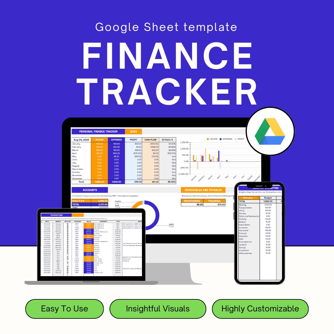 Finance Tracker - A Google Sheets Template - Etsy