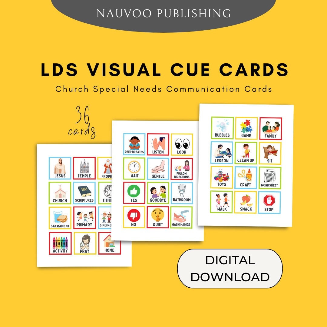 LDS Autism Communication Cue Cards - Visual Prompts for Church & Home ...
