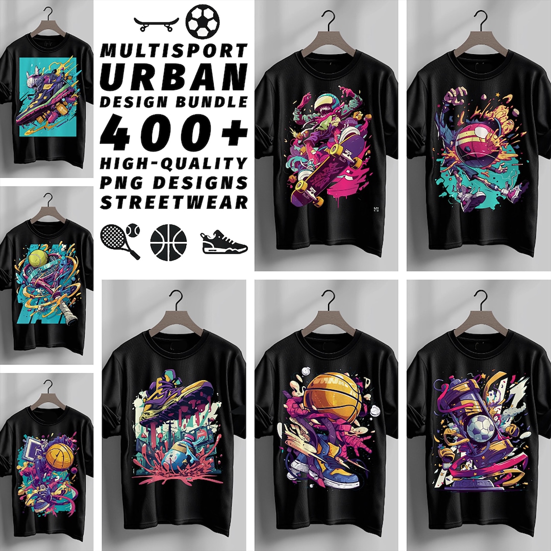 Multisport Urban T-shirt Design Bundle 2024 - 400+ High-quality PNG ...
