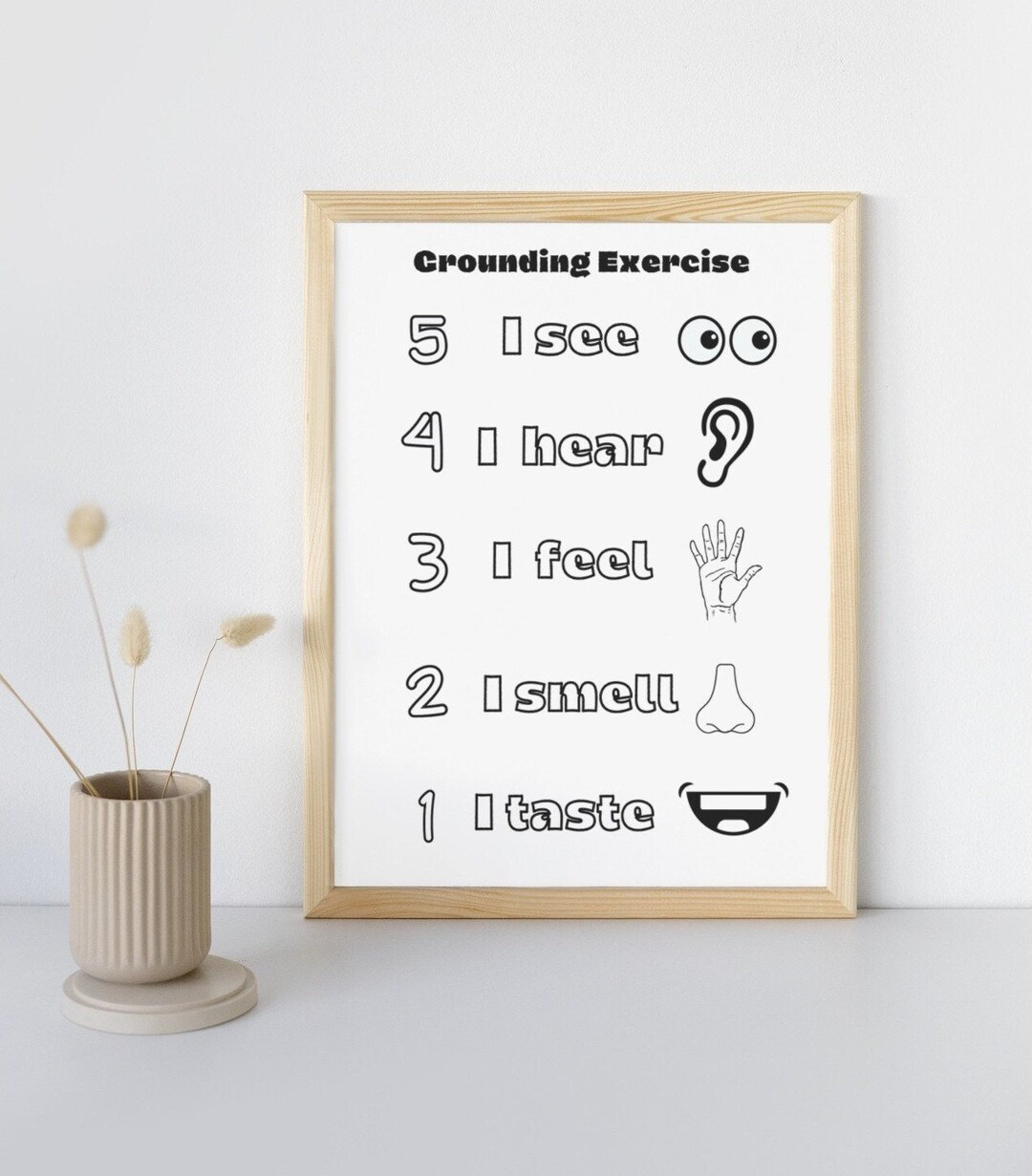 Grounding Mindfulness Exercise Visual Reminder Mental Health Poster ...