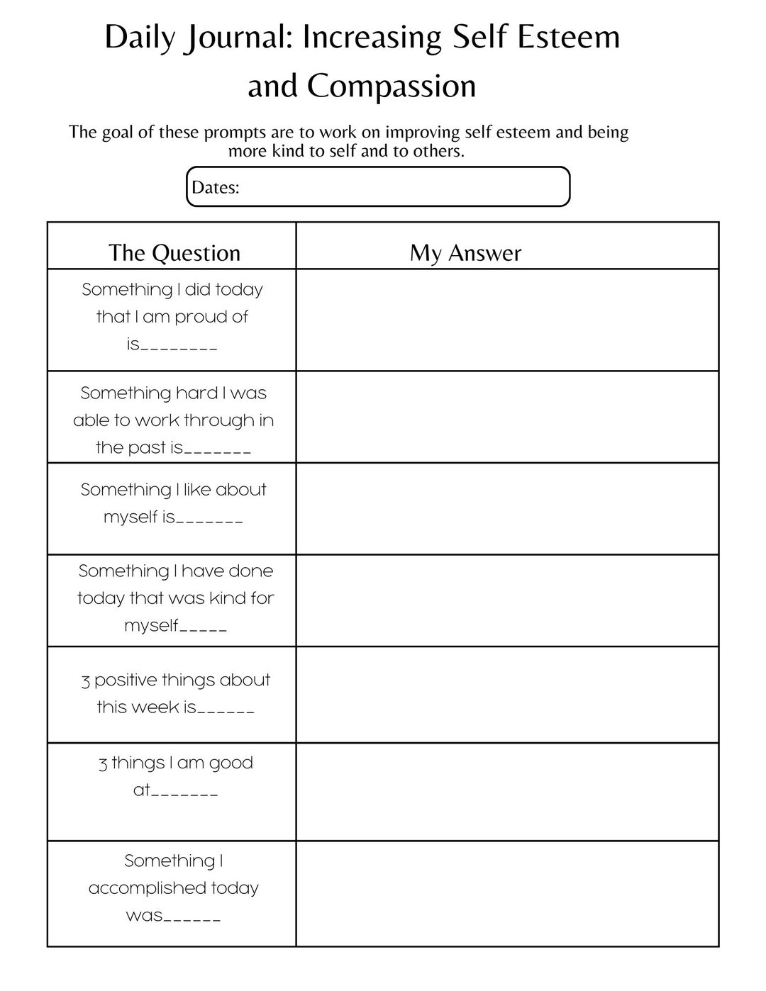 Journal Prompts Bundle: Self Compassion, Self Awareness and Gratitude ...