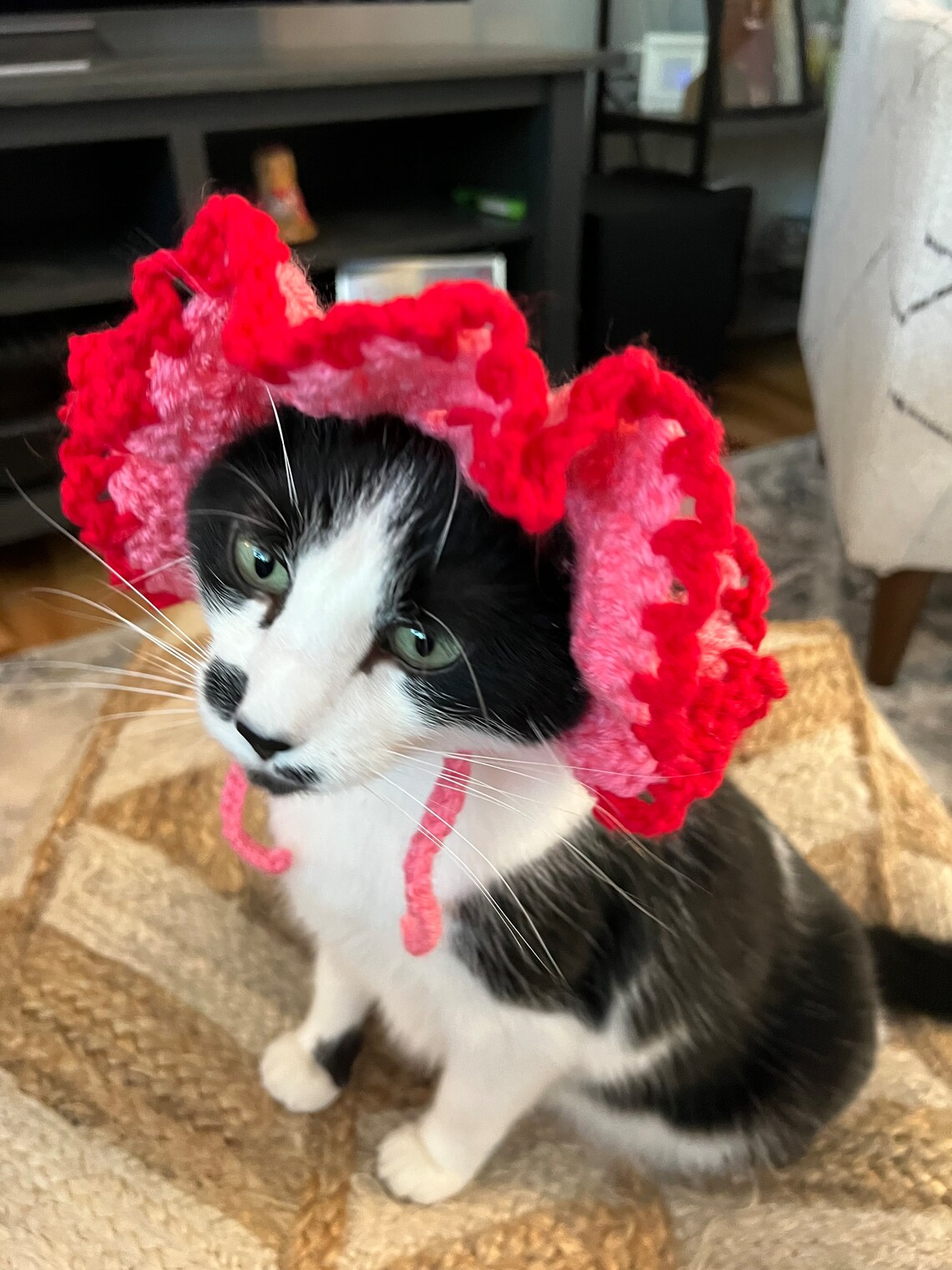 Ruffle Bonnet Crochet Handmade Pet Hat for Cat, Dog, Bunny Accesories ...