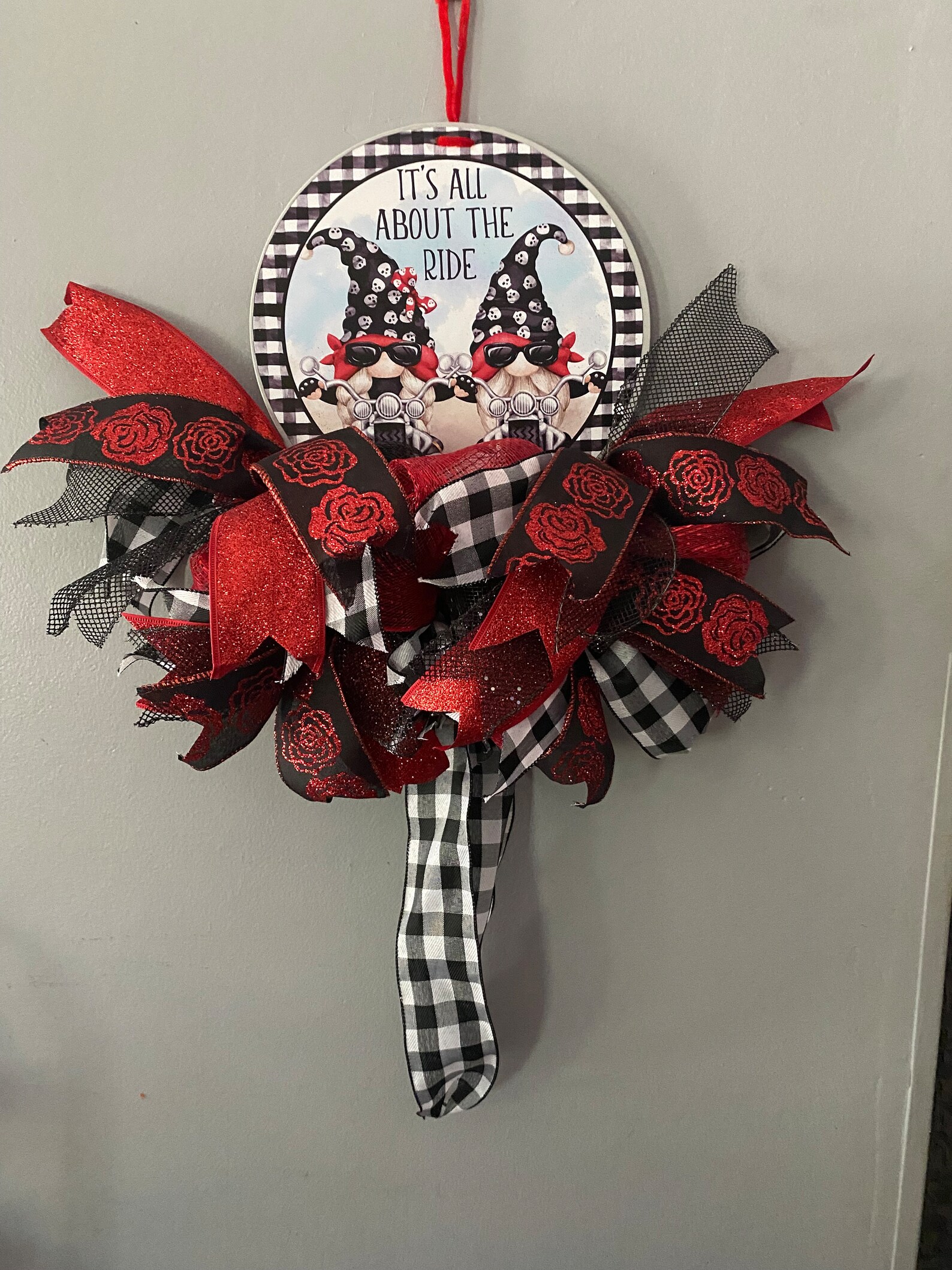 Motorcycle Wreath, Gnome Wreath, Rail Wreath, Red and Black Wreath ...