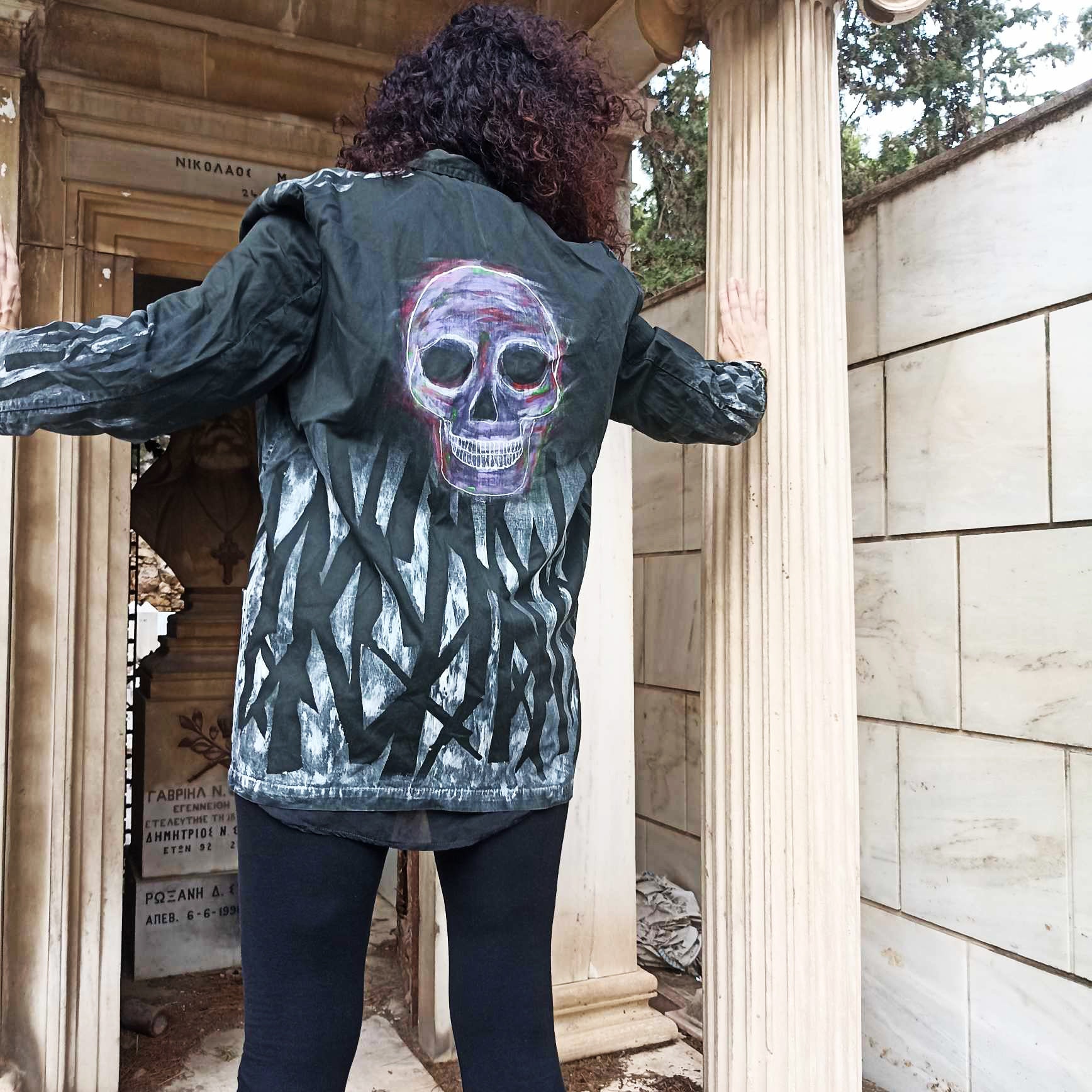 Hand Painted Jacket: ABSTRACT SKULL - Etsy