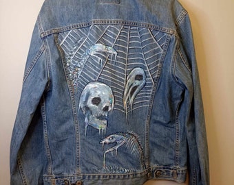 Hand Painted Jacket: ABSTRACT SKULL - Etsy