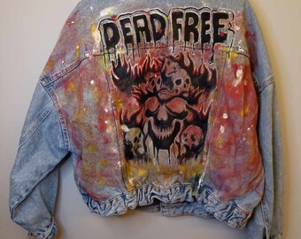 Hand Painted Jacket: ABSTRACT SKULL - Etsy