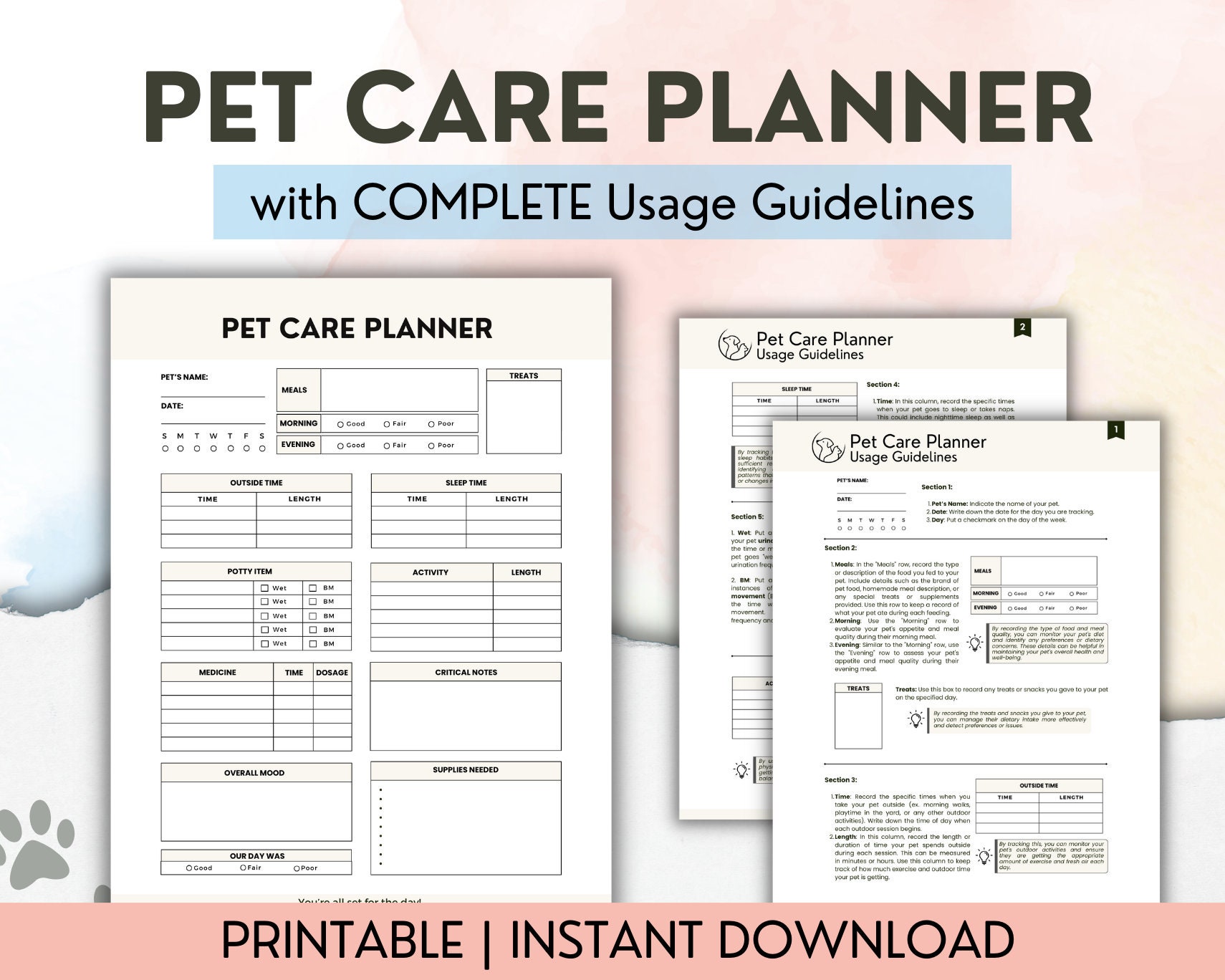 Pet Care Planner, Pet Care Guidelines, Pet Care Tracker, Pet Health ...