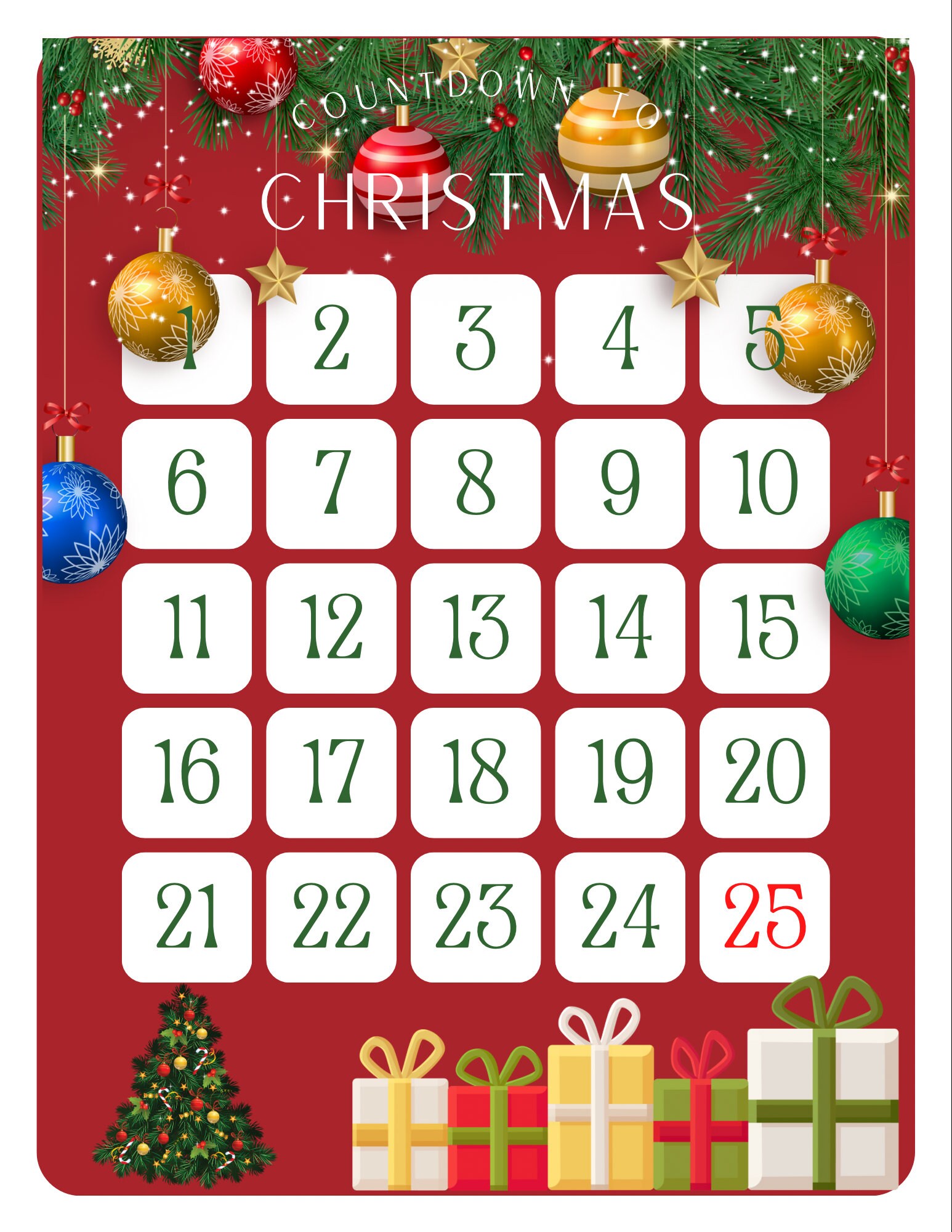 Calendrier du compte à rebours jusqu'à Noël - Etsy France