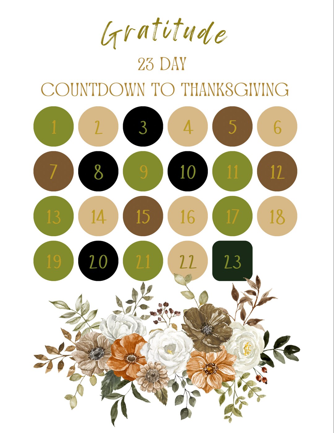 Gratitude 23 Day Countdown to Thanksgiving 2023 - Etsy