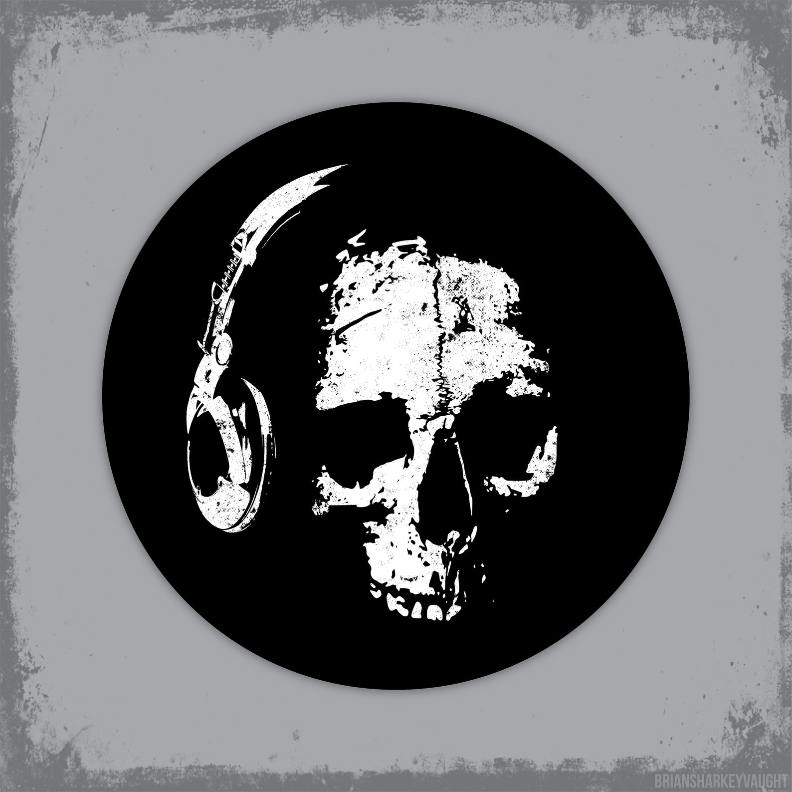 Skull Headphones Circle Sticker - Etsy