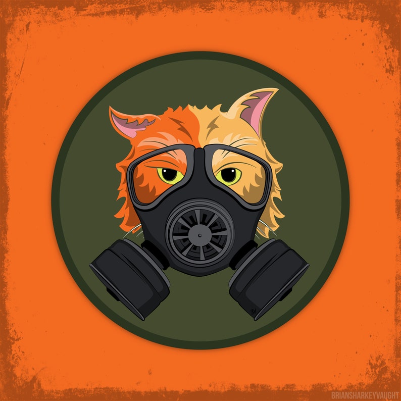 Cat Gas Mask - Circle Sticker - Etsy