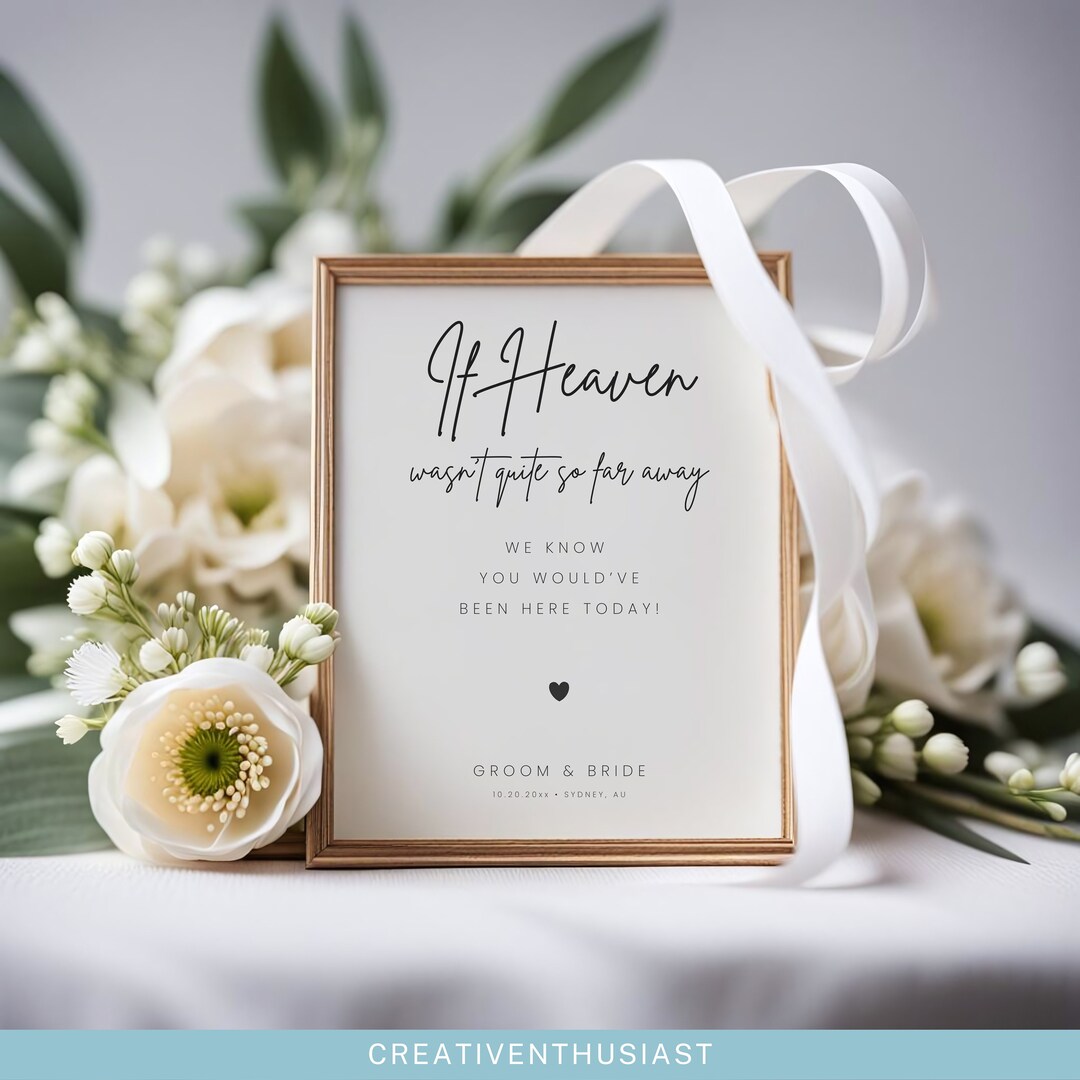 Editable Memorial Sign, Canva Template, a Touching Wedding Tribute and ...
