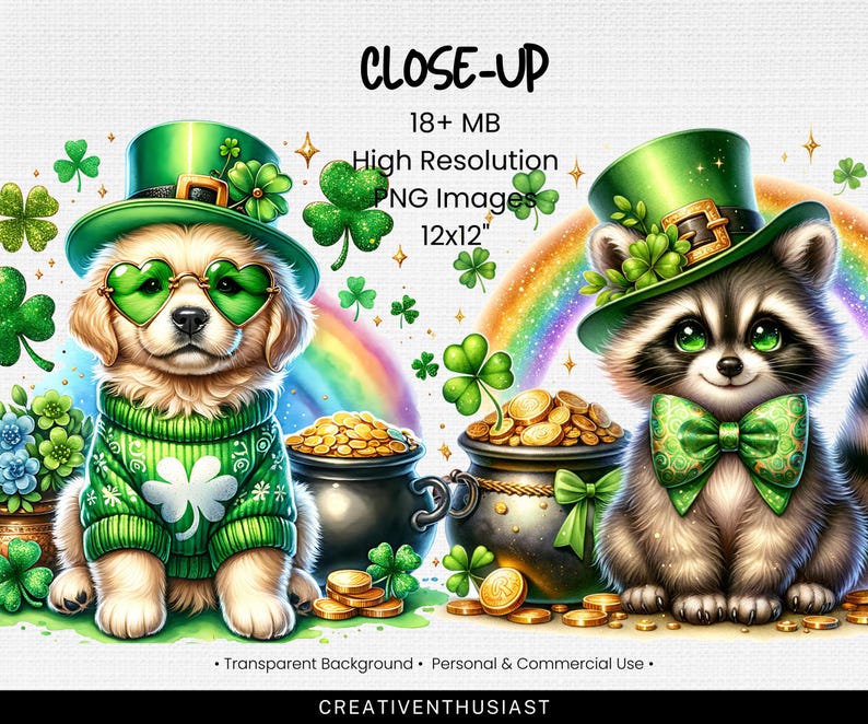 12 St Patricks Day Animals Transparent PNG Clipart (digital Download ...