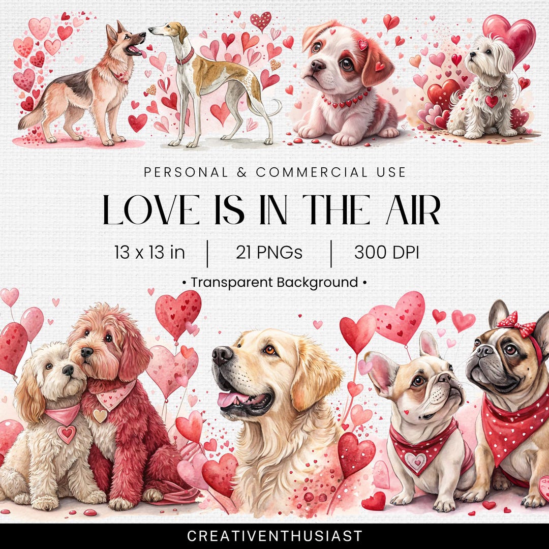 21 Valentine's Day Dog Breeds PNG Clipart (digital Download) - Etsy