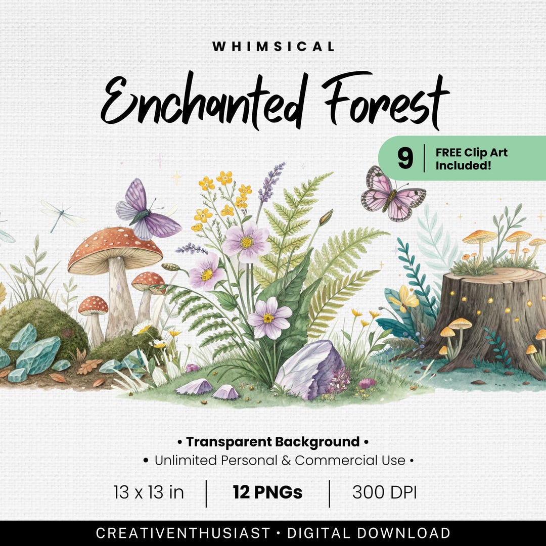 Enchanted Forest PNG Clipart Transparent Background Whimsical Nature ...
