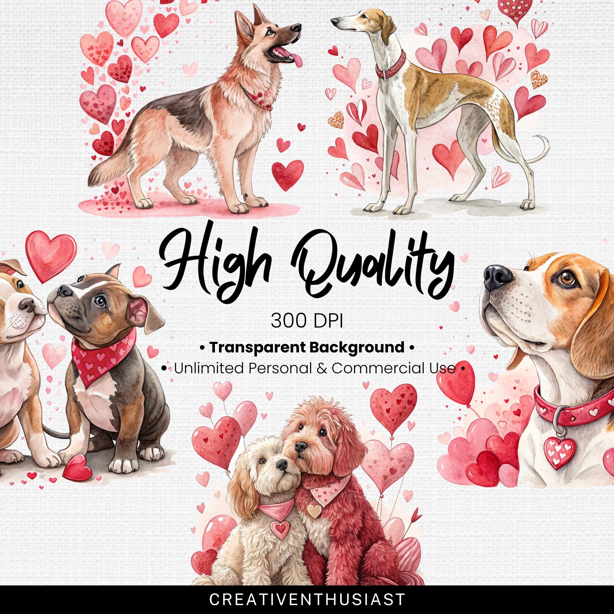Valentine's Day Dog Breeds PNG, Cute Digital Dog Pngs, Valentines Dog ...