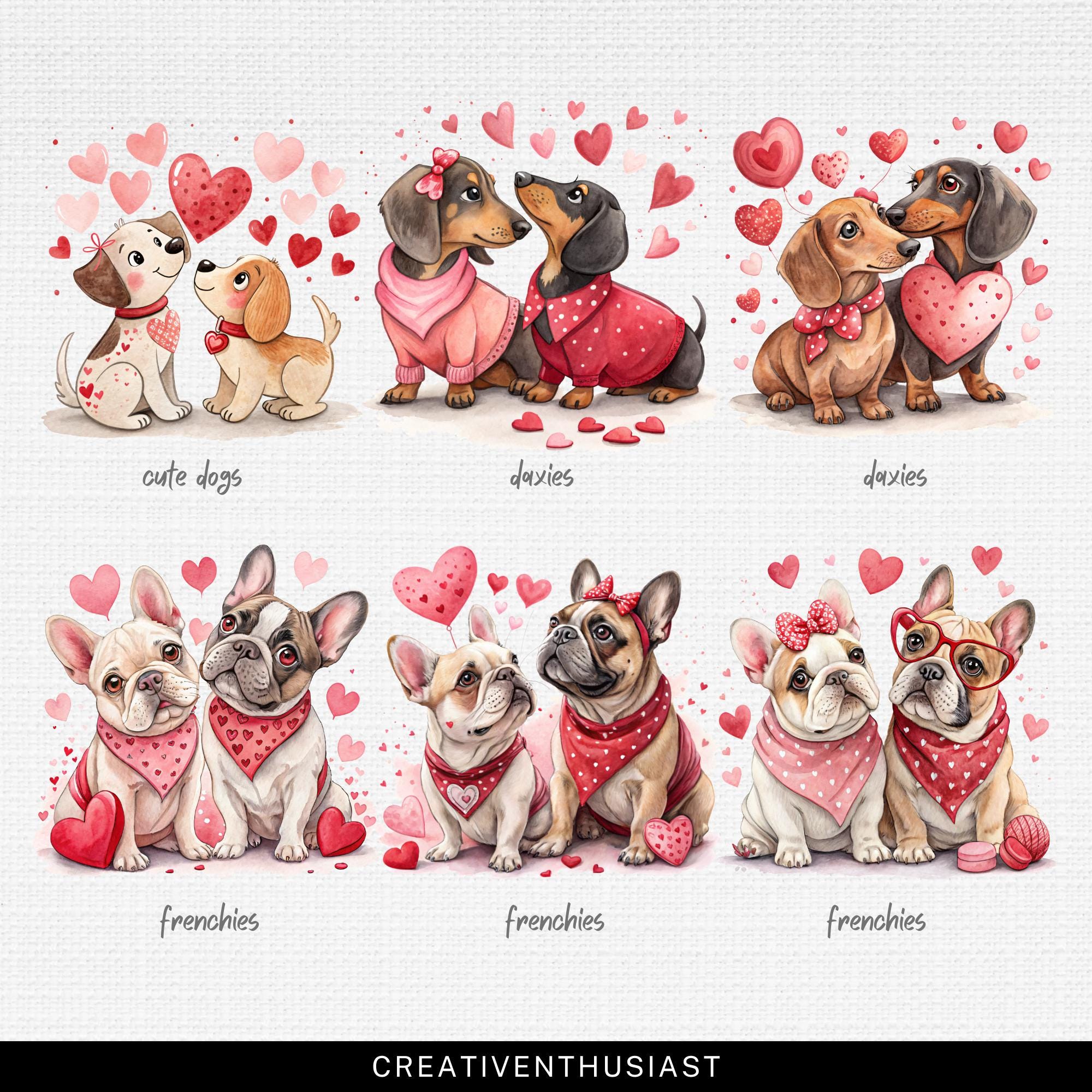 Valentine's Day Dog Breeds PNG, Cute Digital Dog Pngs, Valentines Dog ...