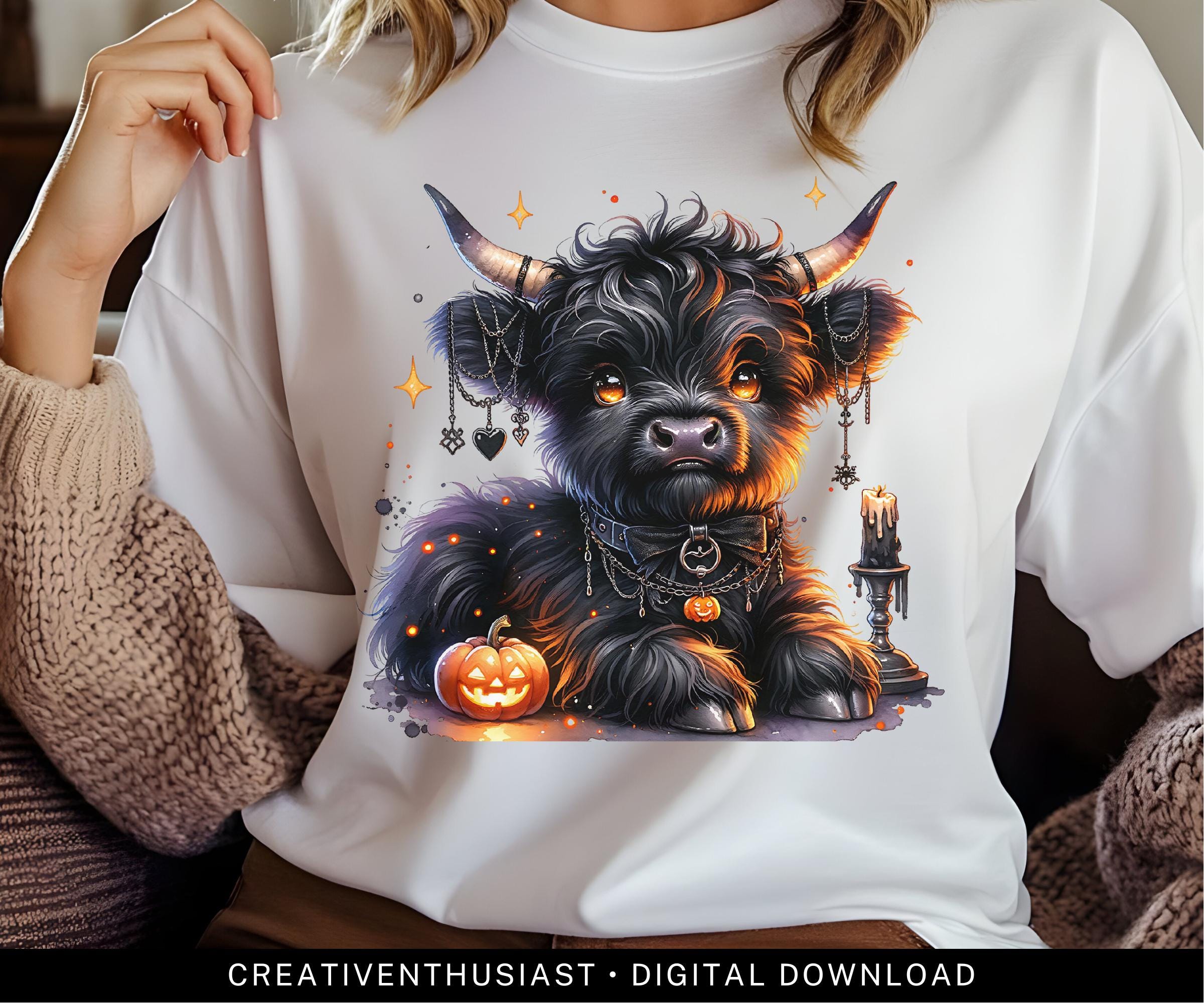 9 Gothic Highland Cow Clipart, PNG Files, Printable Art (digital ...