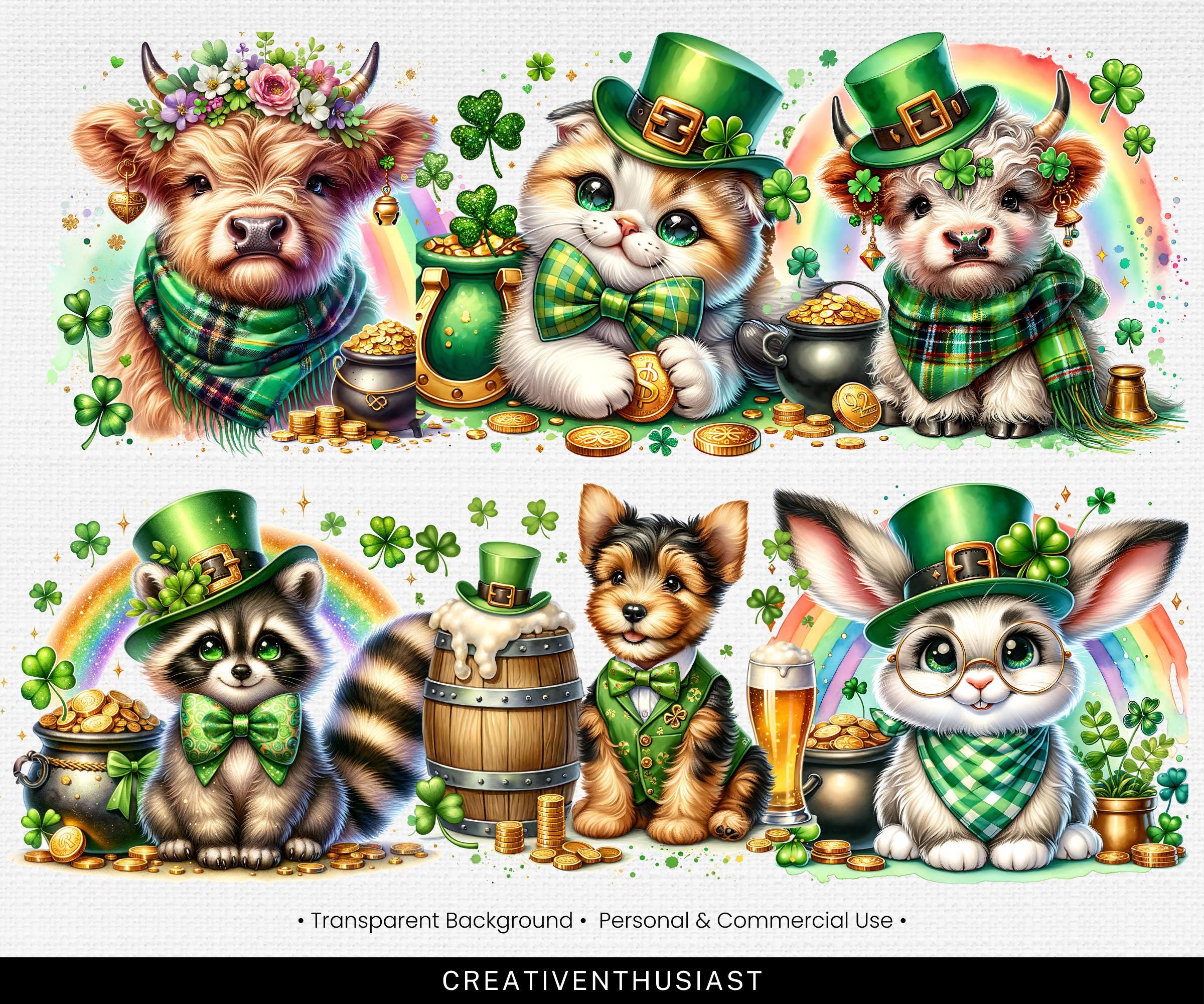 12 St Patricks Day Animals Transparent PNG Clipart (digital Download ...