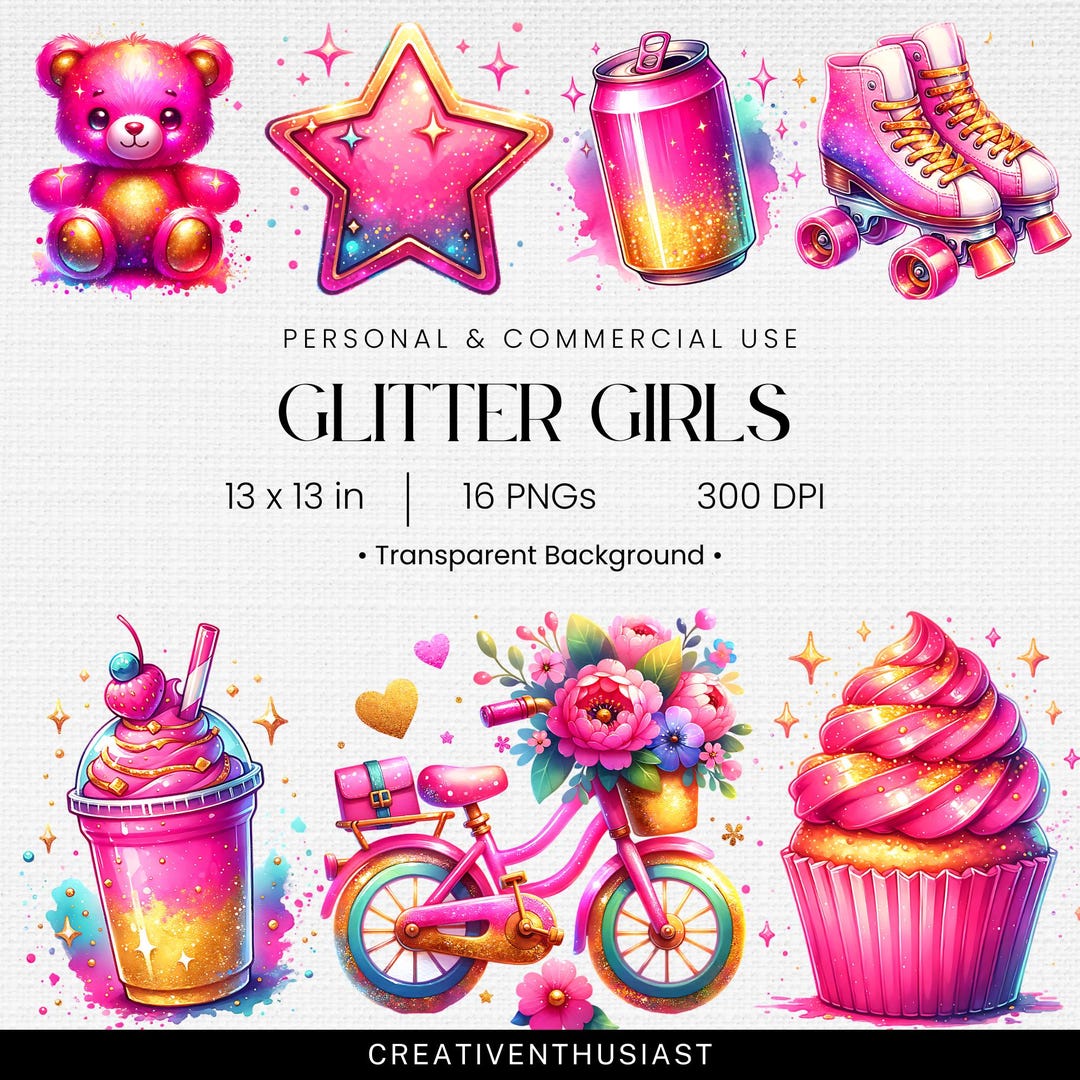 Glitter Girls Clipart, Pink Glitter Graphics, Transparent Pngs, Party ...