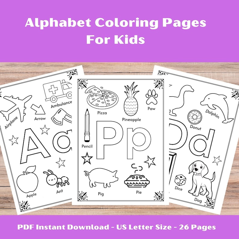 Alphabet Coloring Pages | Worksheets for Kids: Preschool - Kindergarten ...