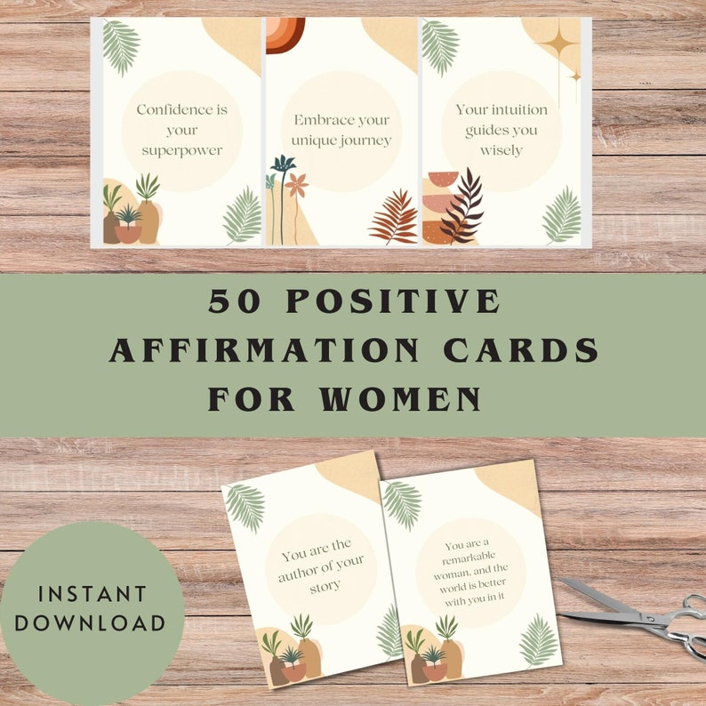 Printable Positive Affirmation Cards for Women | Boho Affirmation Cards ...