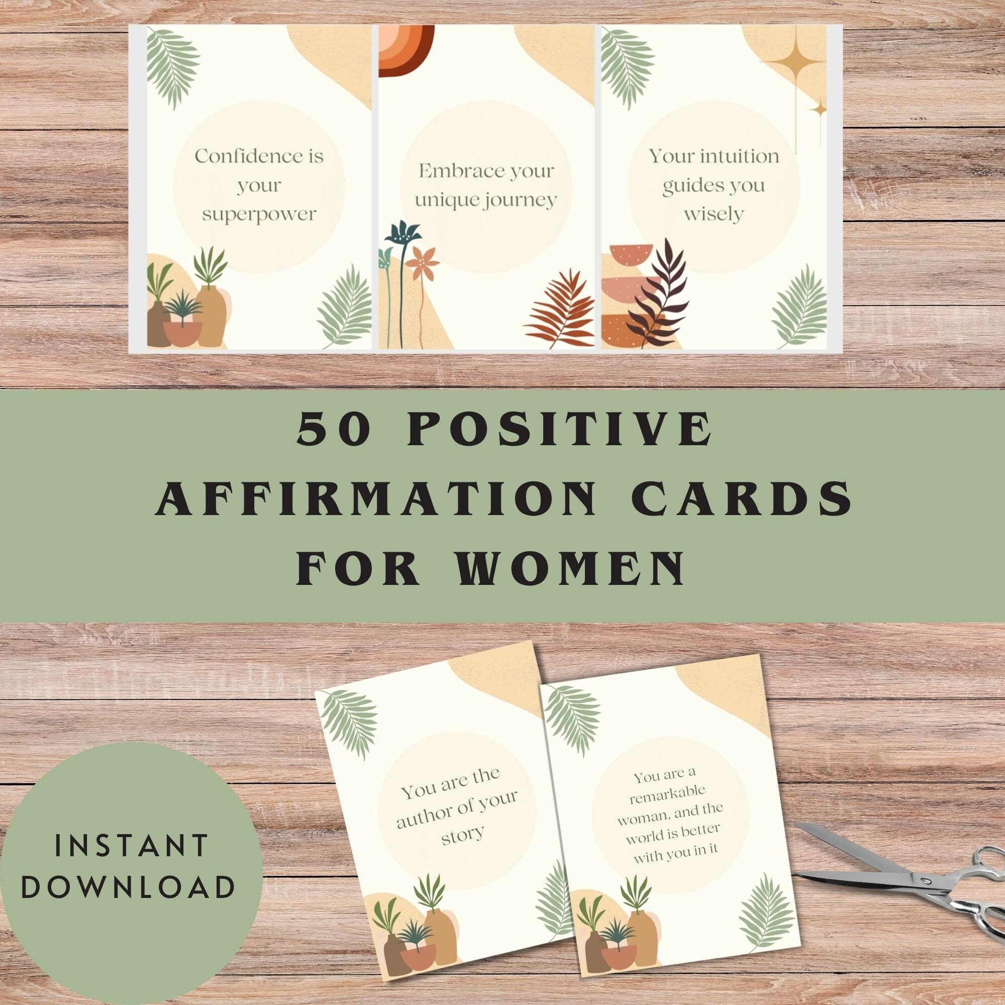 Printable Positive Affirmation Cards for Women | Boho Affirmation Cards ...