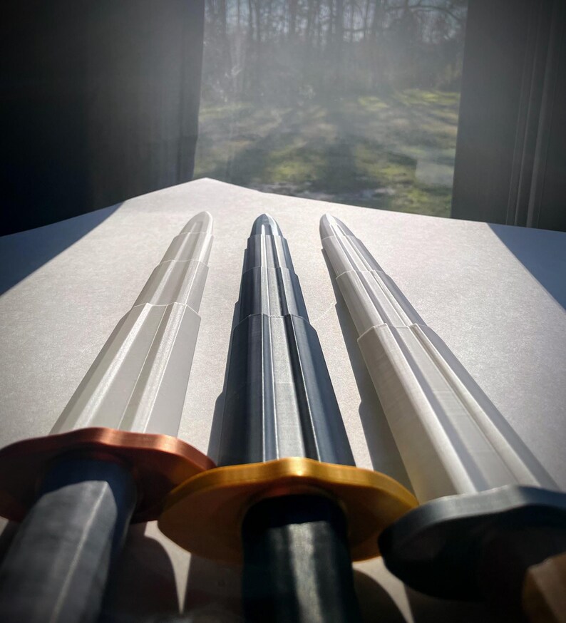 3D Printed Retractable Medieval Sword - GRAY SHINY BLADE - Customizable ...